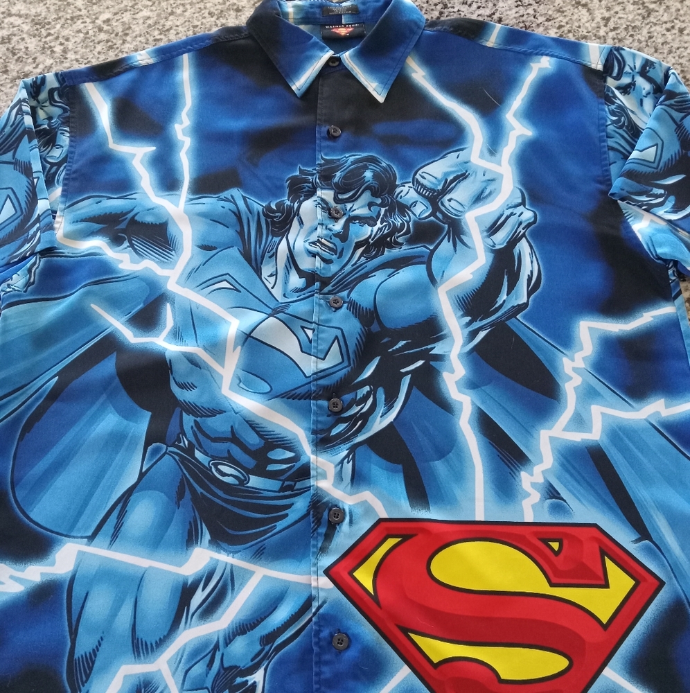 Vintage Rare 2001 Warner Bro's Superman Aop Graphic B… - Gem